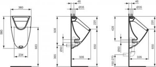 EUROVIT Urinal inklusive Befestigung Einlauf von oben, weiß (K553901 ...