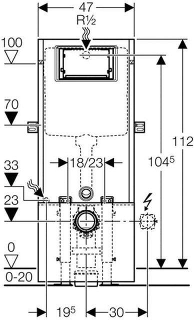SANBLOC Baustein für Wand-WC 112 cm, mit Sigma UP-Spk. (440300005 ...